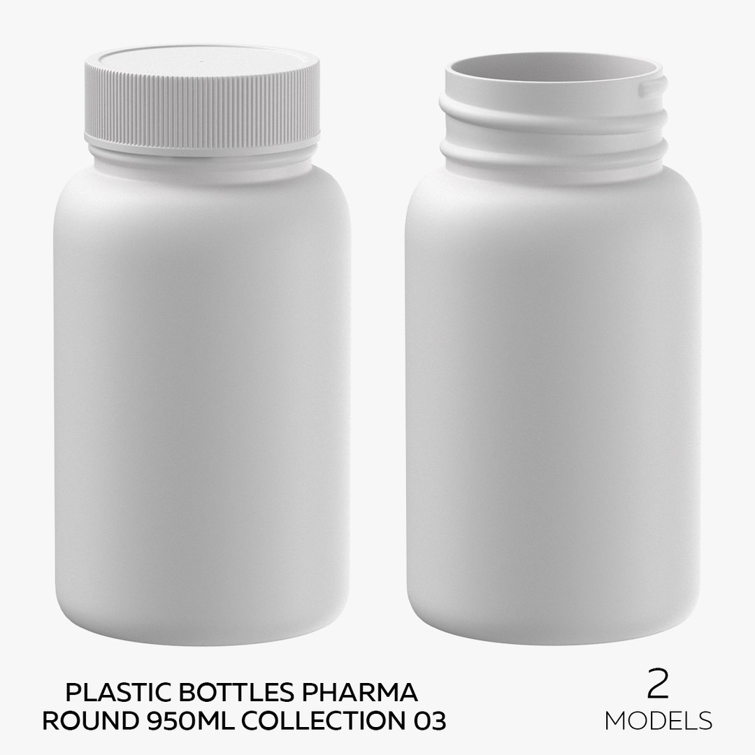 Plastic Bottles Pharma Round 950ml Collection 03 - 2 Models 3D Model ...