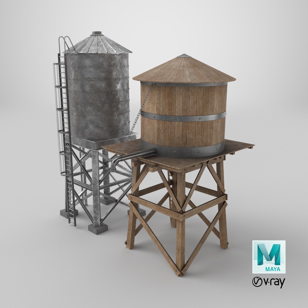 3D Two Detailed Water Tanks - TurboSquid 2201501
