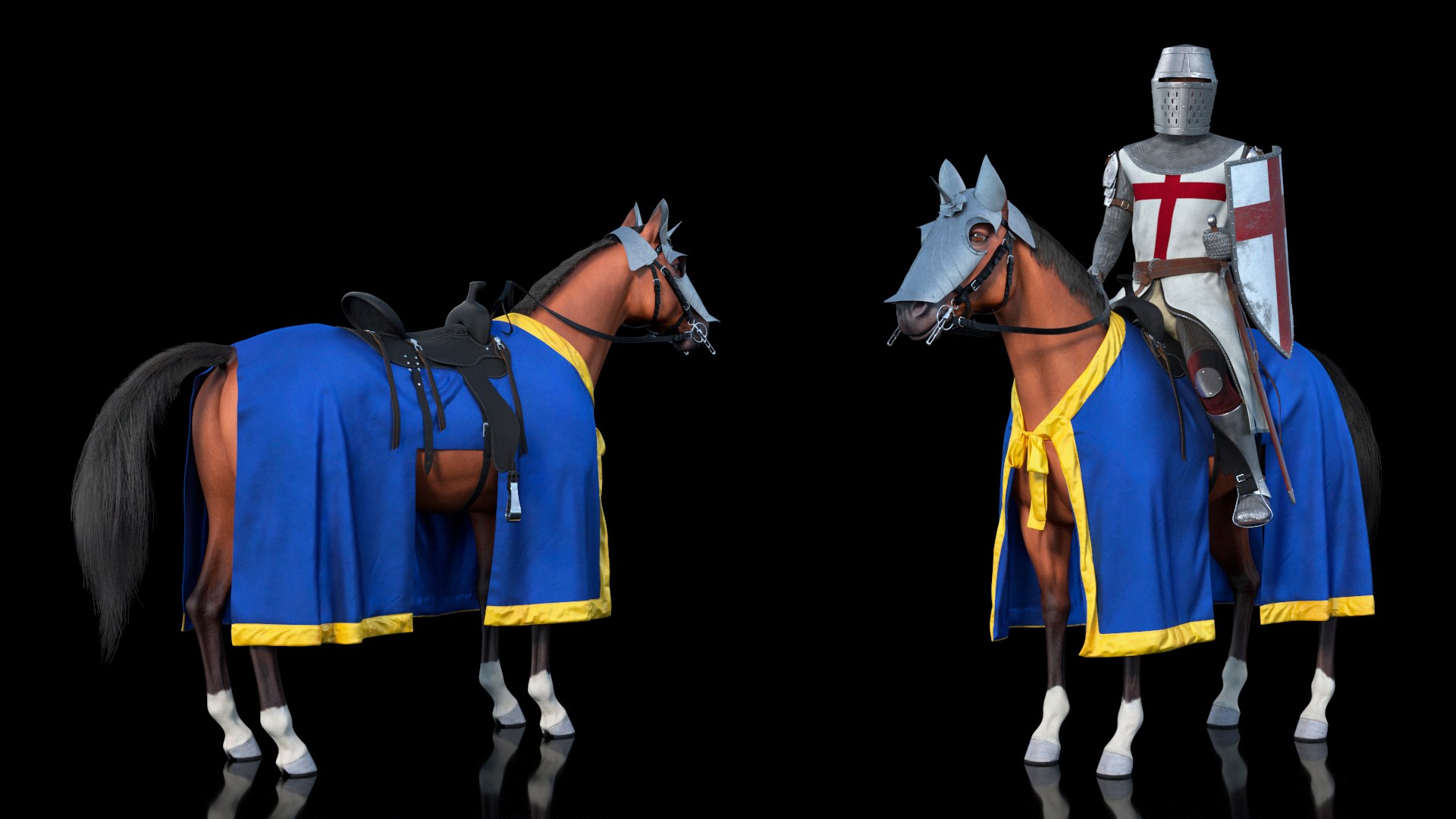 3D Knight Horse Blanket with Rider Fur model - TurboSquid 2128942
