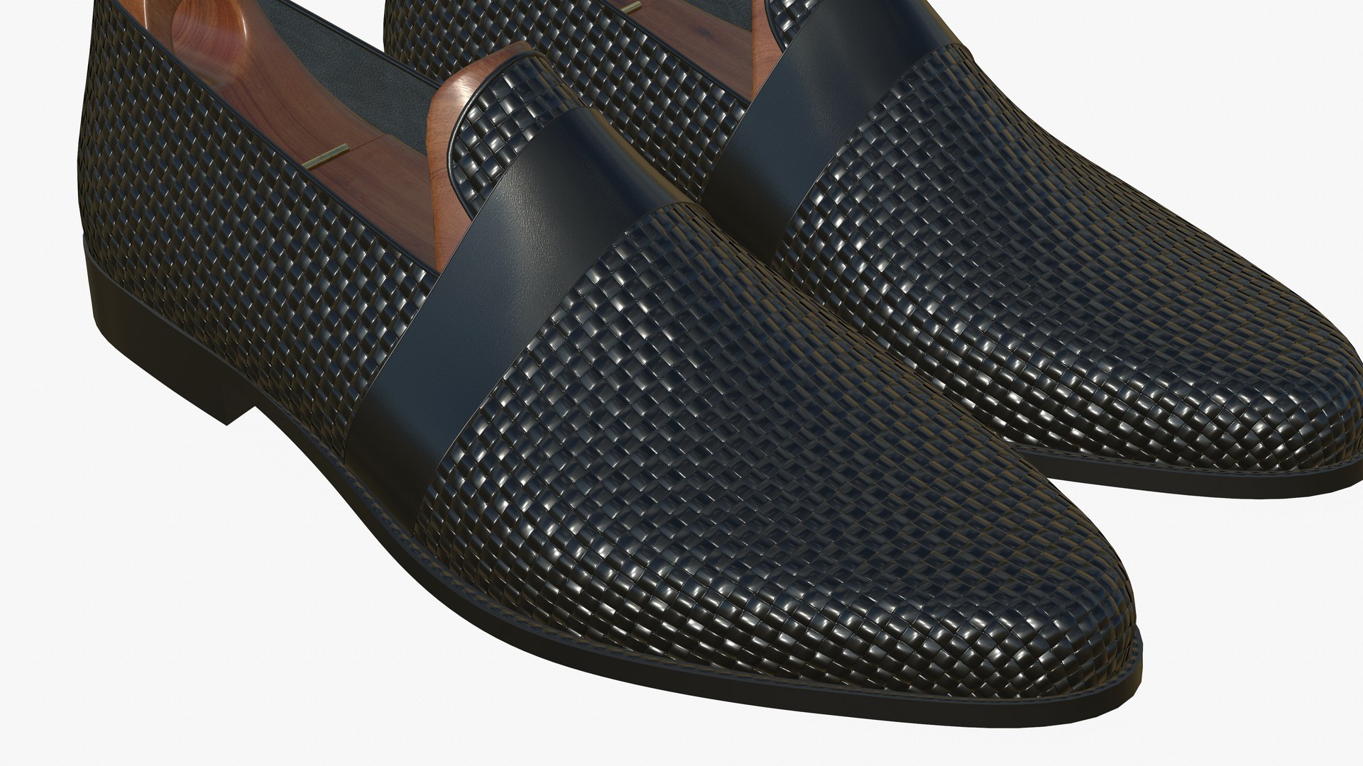 Realistic Leather Weave Black Shoes model - TurboSquid 1937286