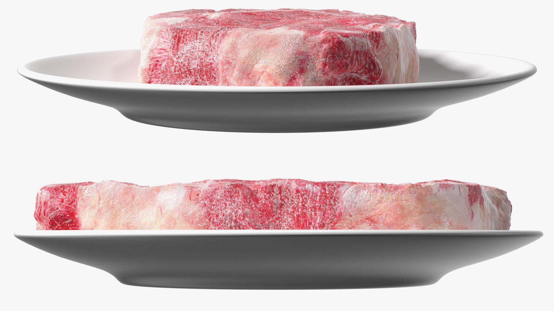 Meat Slice Frozen On Plates 3D Model - TurboSquid 1947478
