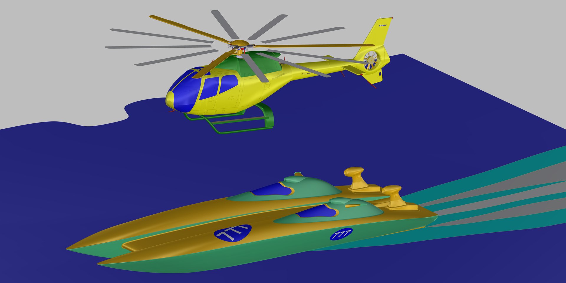 Helicopter Speedboat Model - TurboSquid 1573146