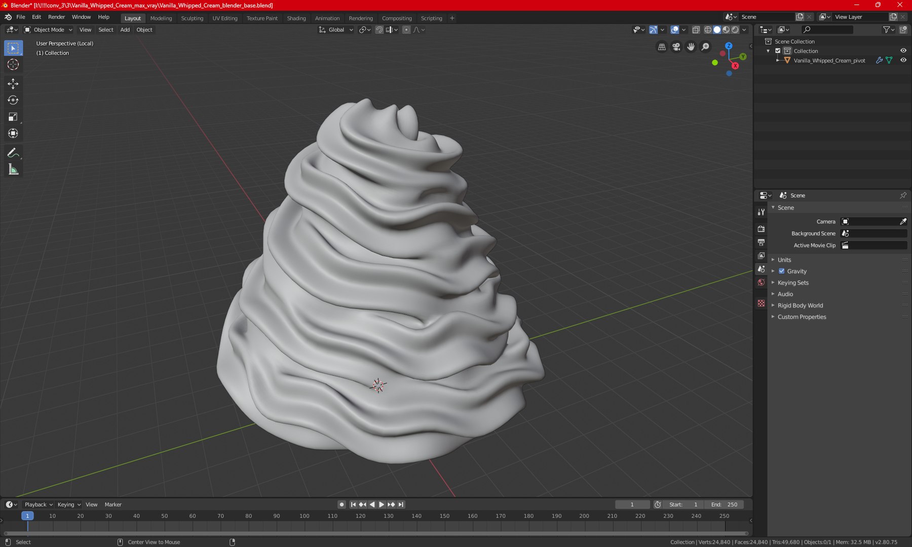 Vanilla Whipped Cream For 3D Print 3D Model - TurboSquid 2256859
