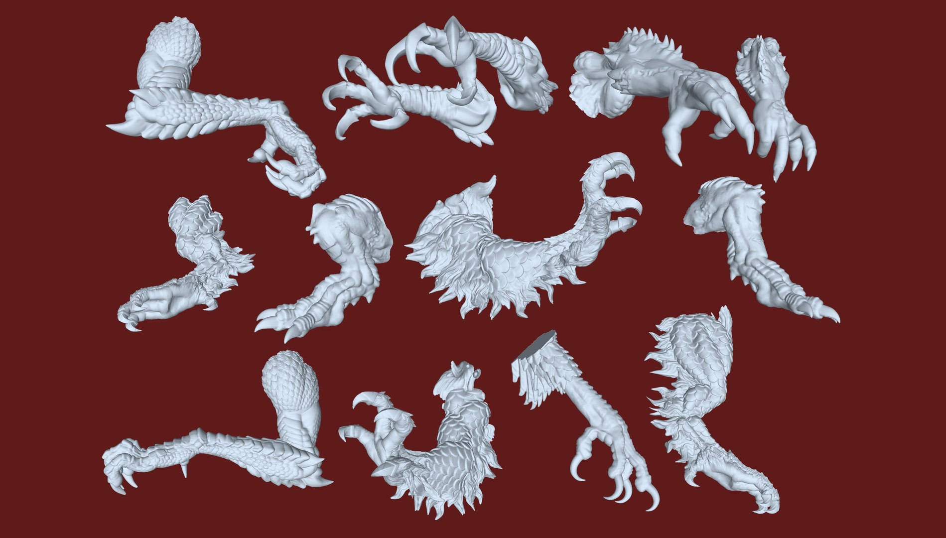 Dragon Claw Monster Hand Sculpture Dragon Leg Collection 3D Model ...