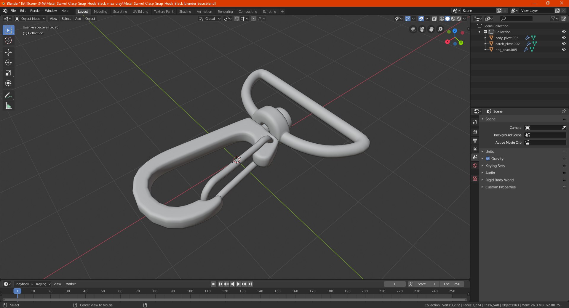 3D Metal Swivel Clasp Snap Hook Gold - TurboSquid 1777150