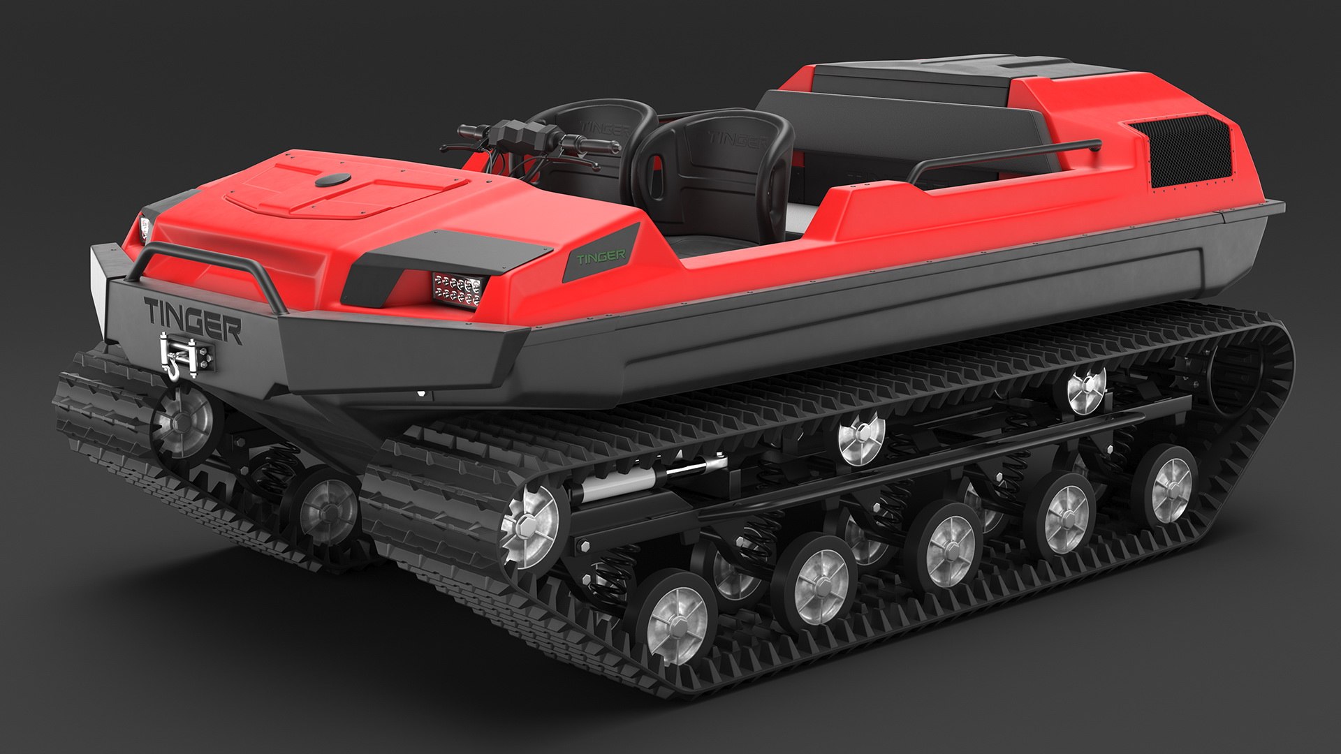 3D No Roof Tinger ATV Red Rigged - TurboSquid 2001546