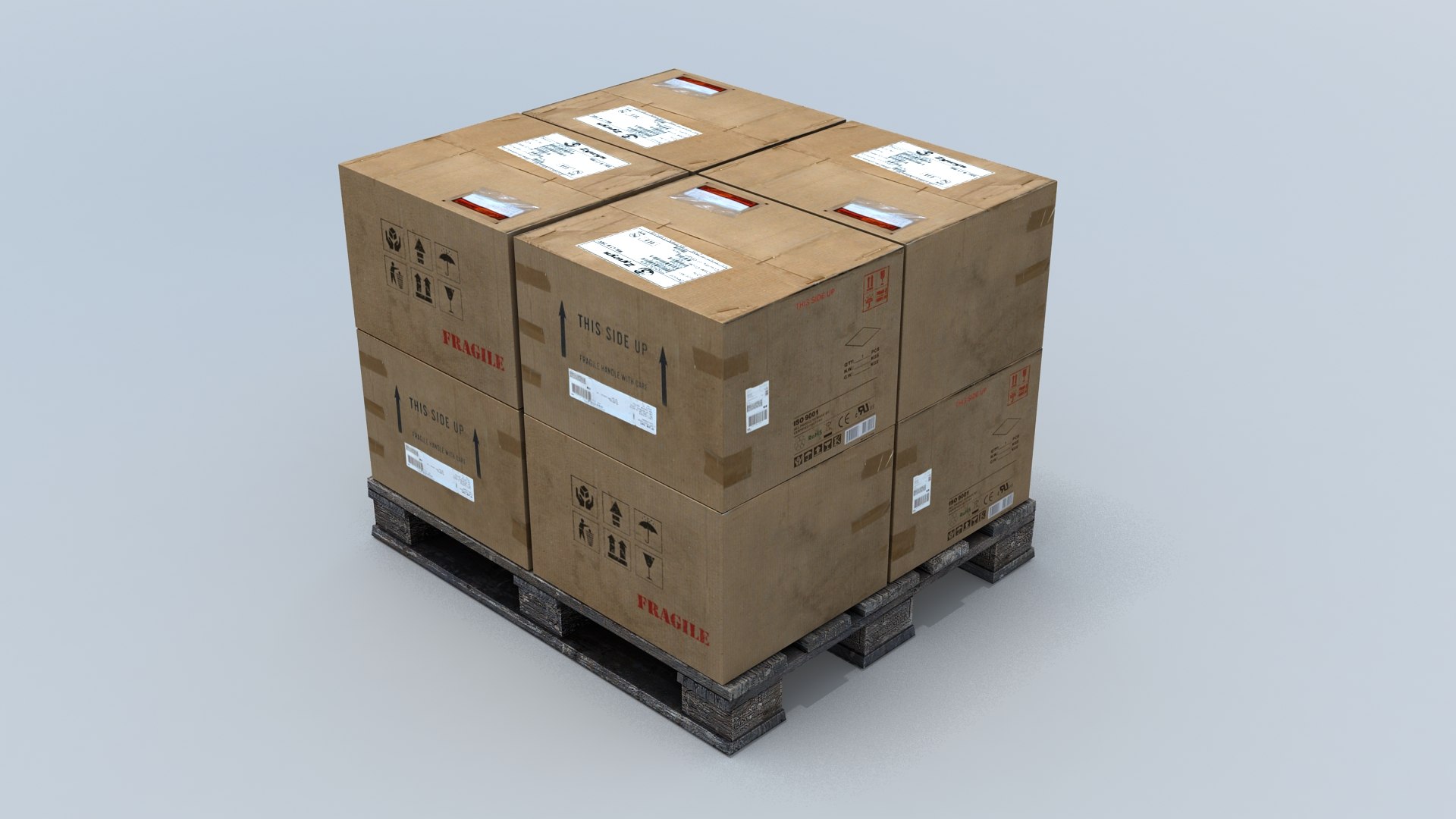 3D Model Wooden Pallet Stacked Boxes - TurboSquid 1502345