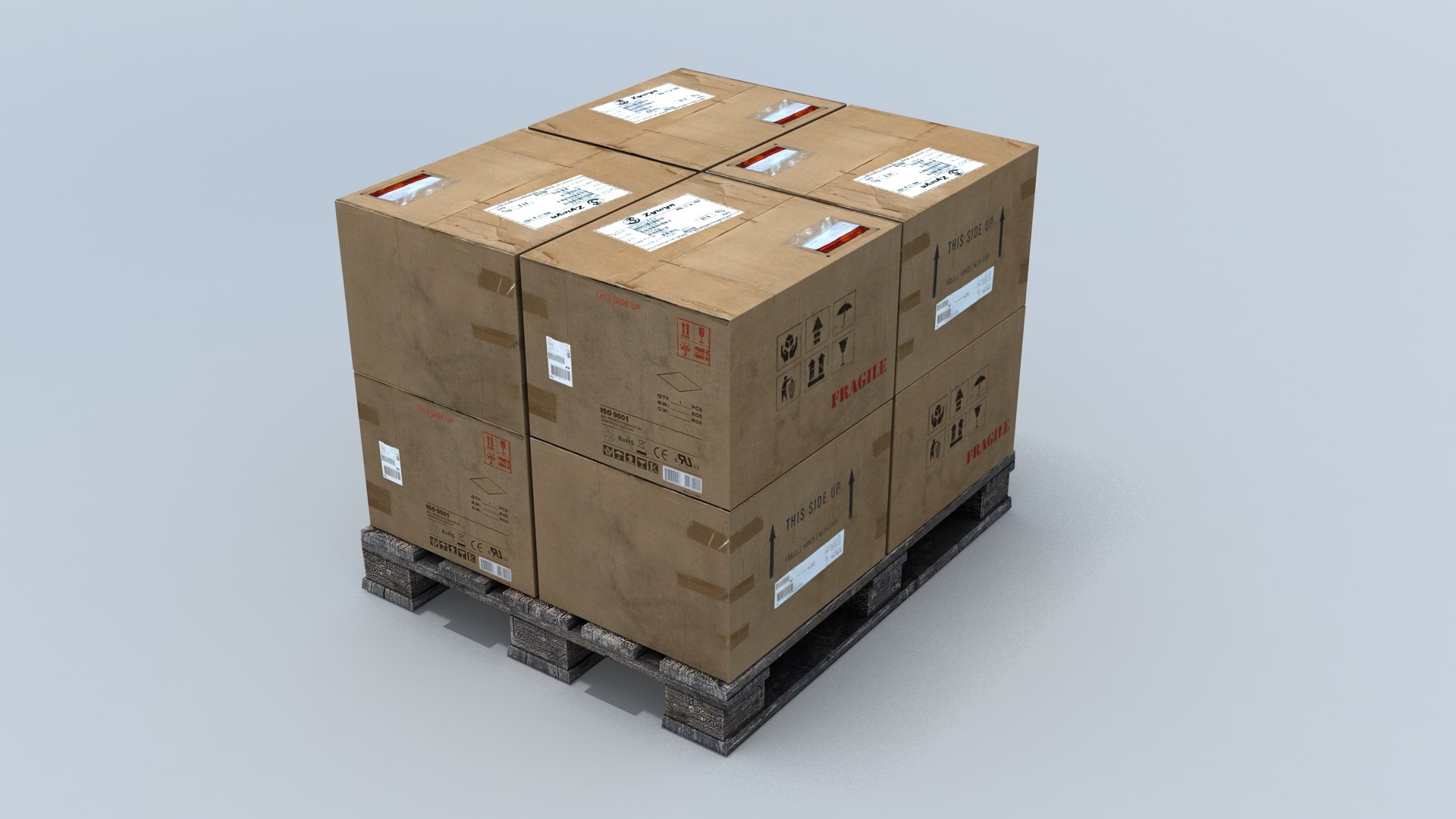 3D Model Wooden Pallet Stacked Boxes - TurboSquid 1502345