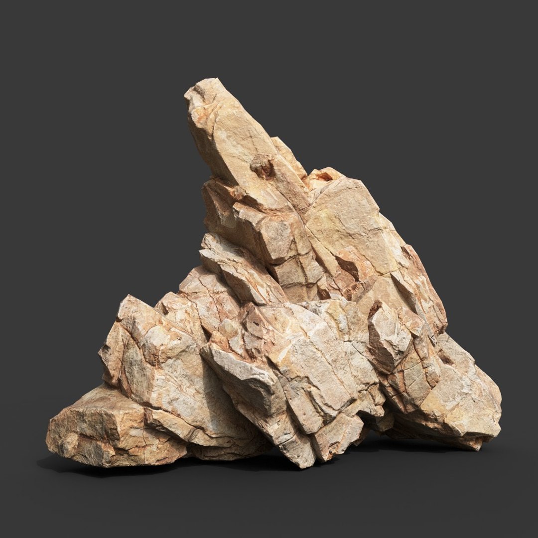 8 Low Poly PBR Yellow Rock Formation - Ultra HD 16K Texture 3D Model ...