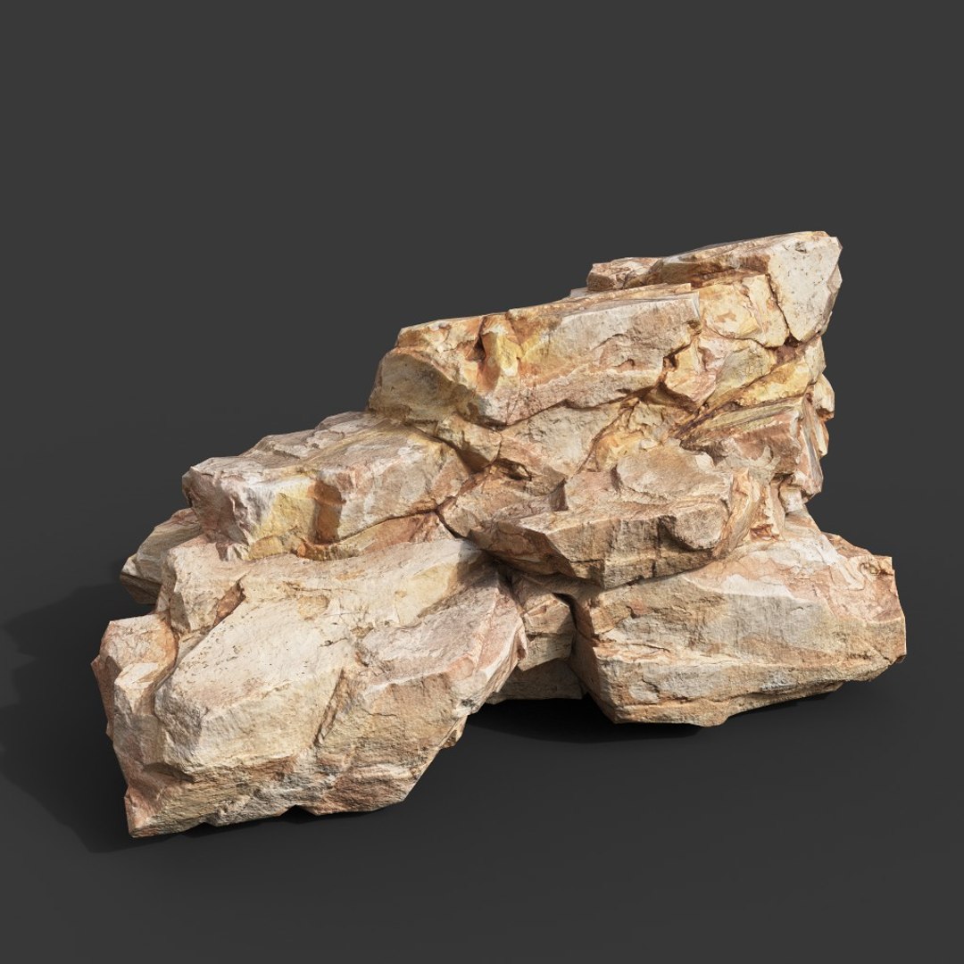 8 Low Poly PBR Yellow Rock Formation - Ultra HD 16K Texture 3D model ...