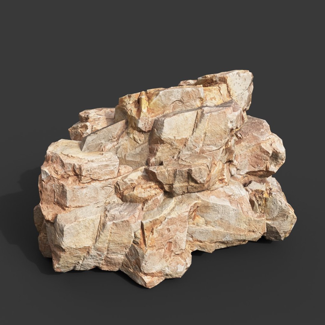 8 Low Poly PBR Yellow Rock Formation - Ultra HD 16K Texture 3D model ...