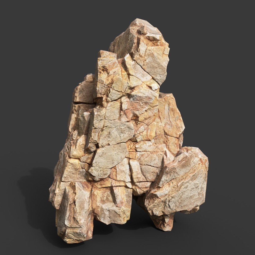 8 Low Poly PBR Yellow Rock Formation - Ultra HD 16K Texture 3D model ...