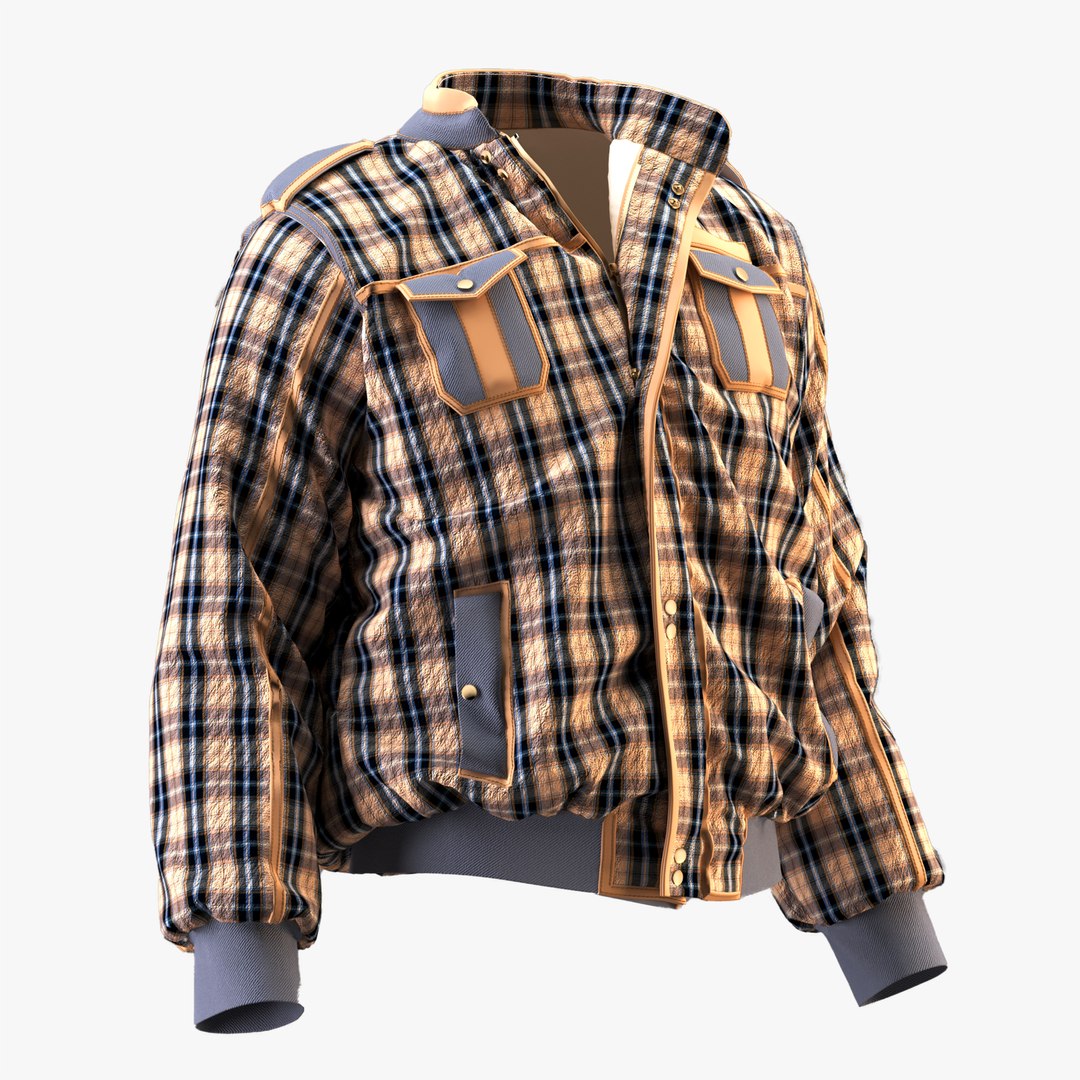 3D Model Plaid Jacket - TurboSquid 2003135