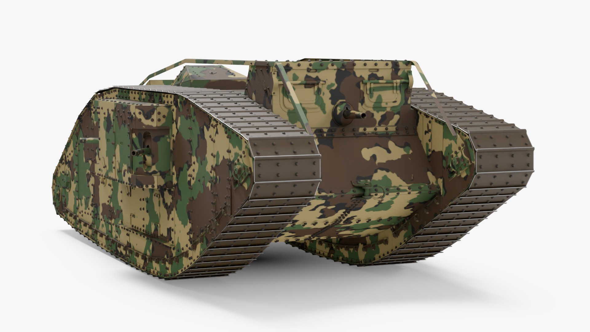 Tank MK 4 Female Camouflage Color Rigged For Maya 3D - TurboSquid 2248117