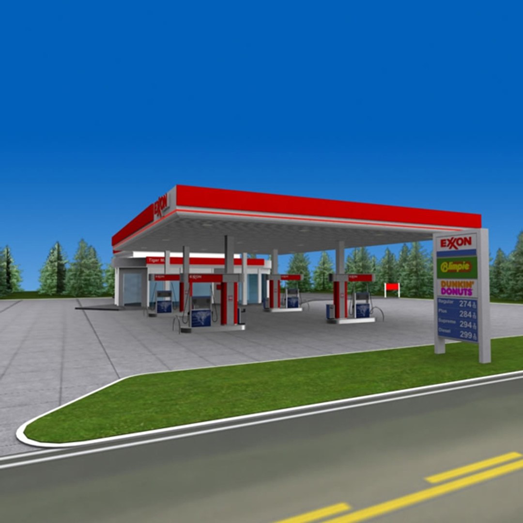 3dsmax Exxon Gas Station