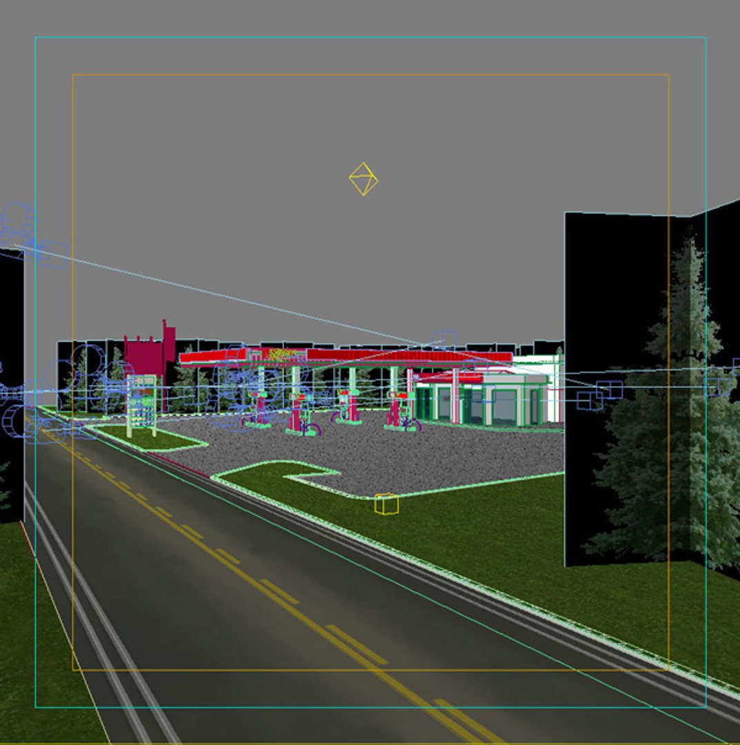 3dsmax Exxon Gas Station