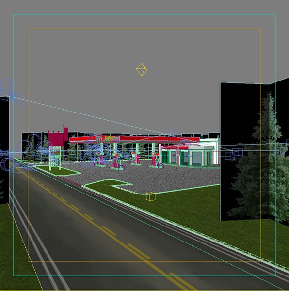 3dsmax exxon gas station