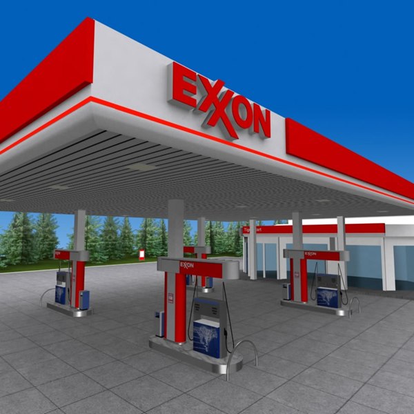 3dsmax exxon gas station