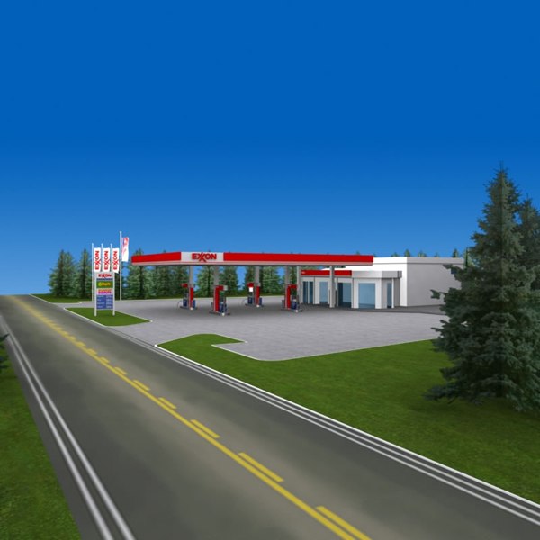3dsmax exxon gas station