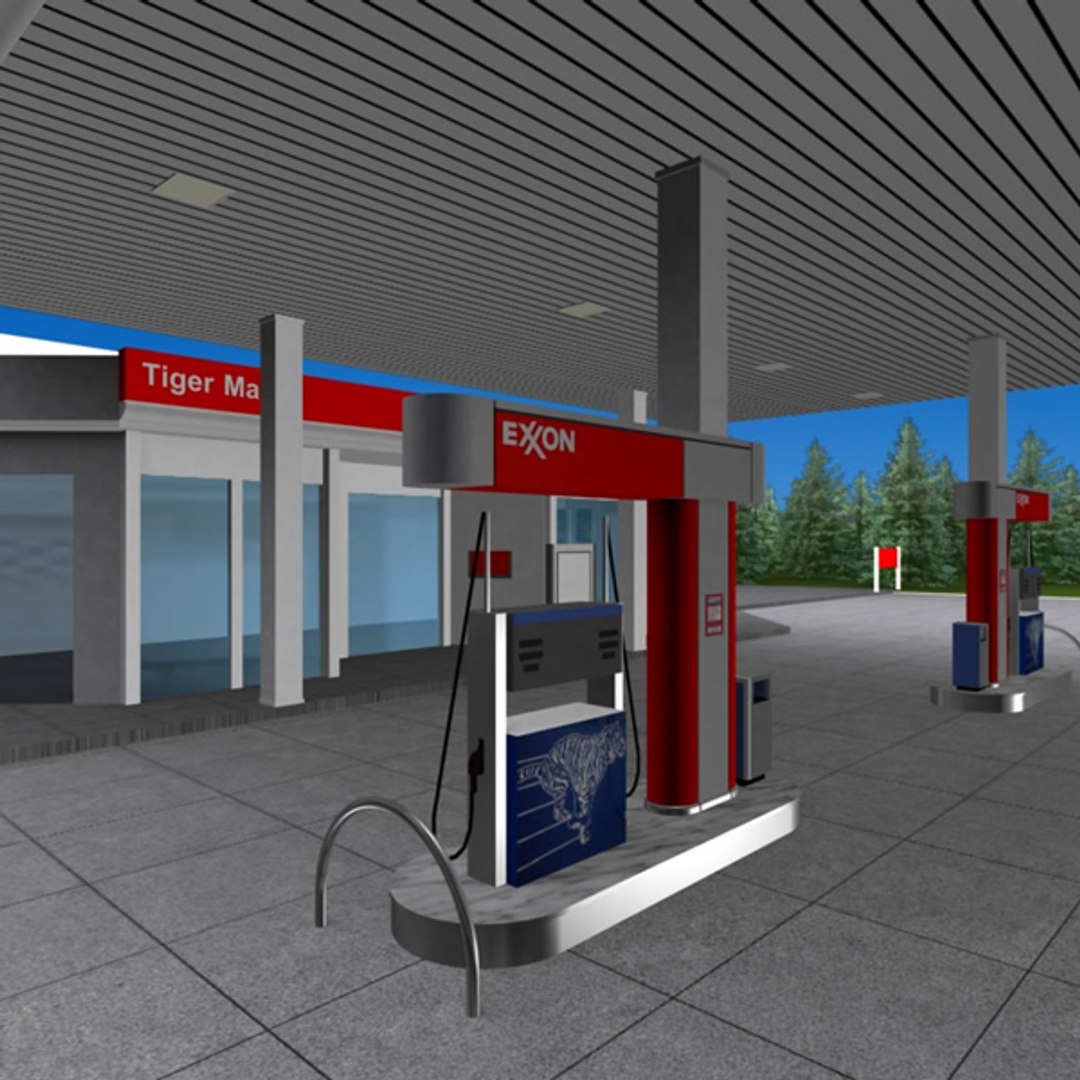 3dsmax Exxon Gas Station