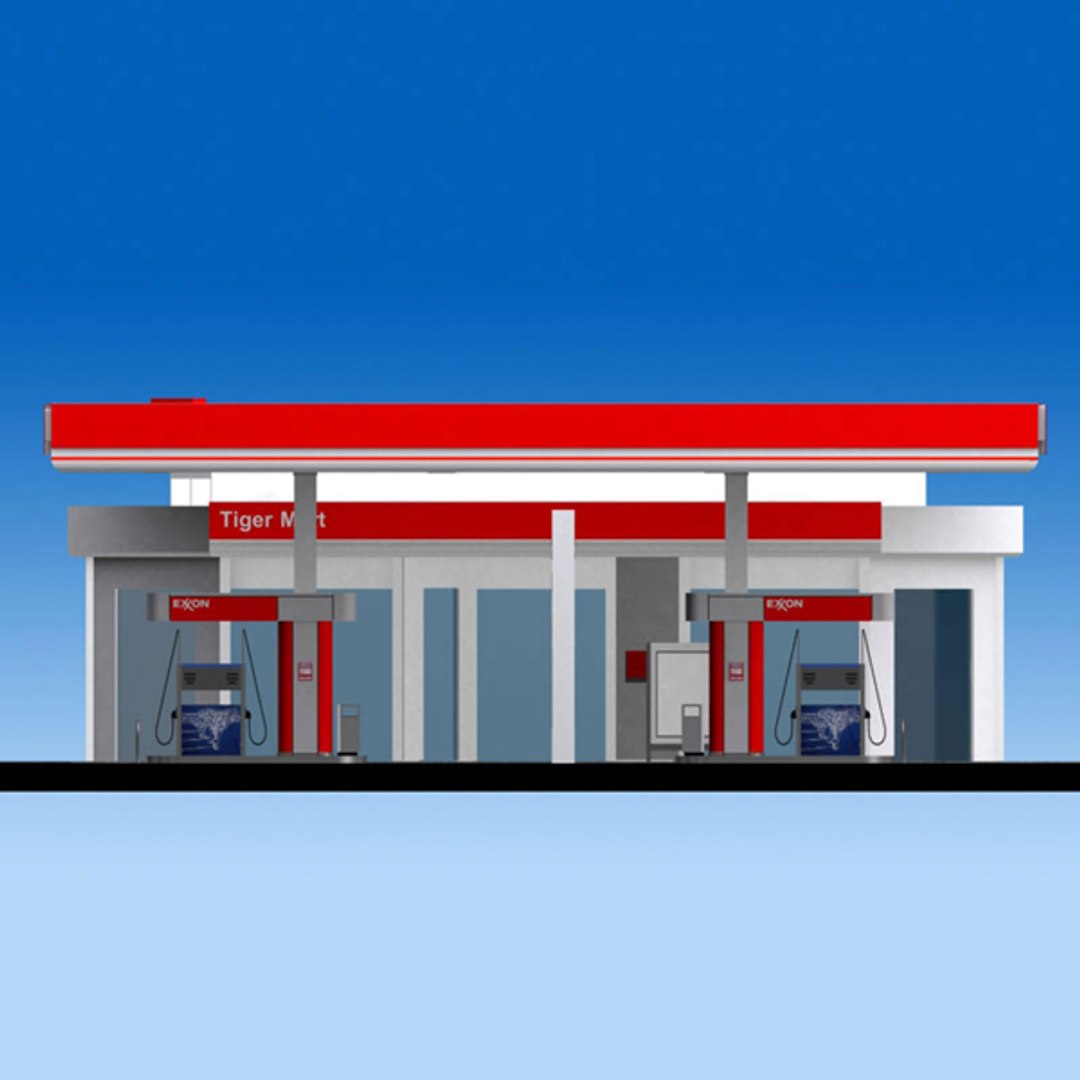 3dsmax Exxon Gas Station