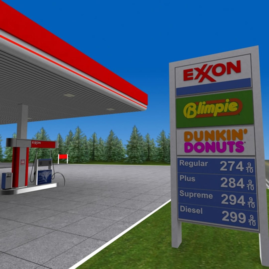 3dsmax Exxon Gas Station