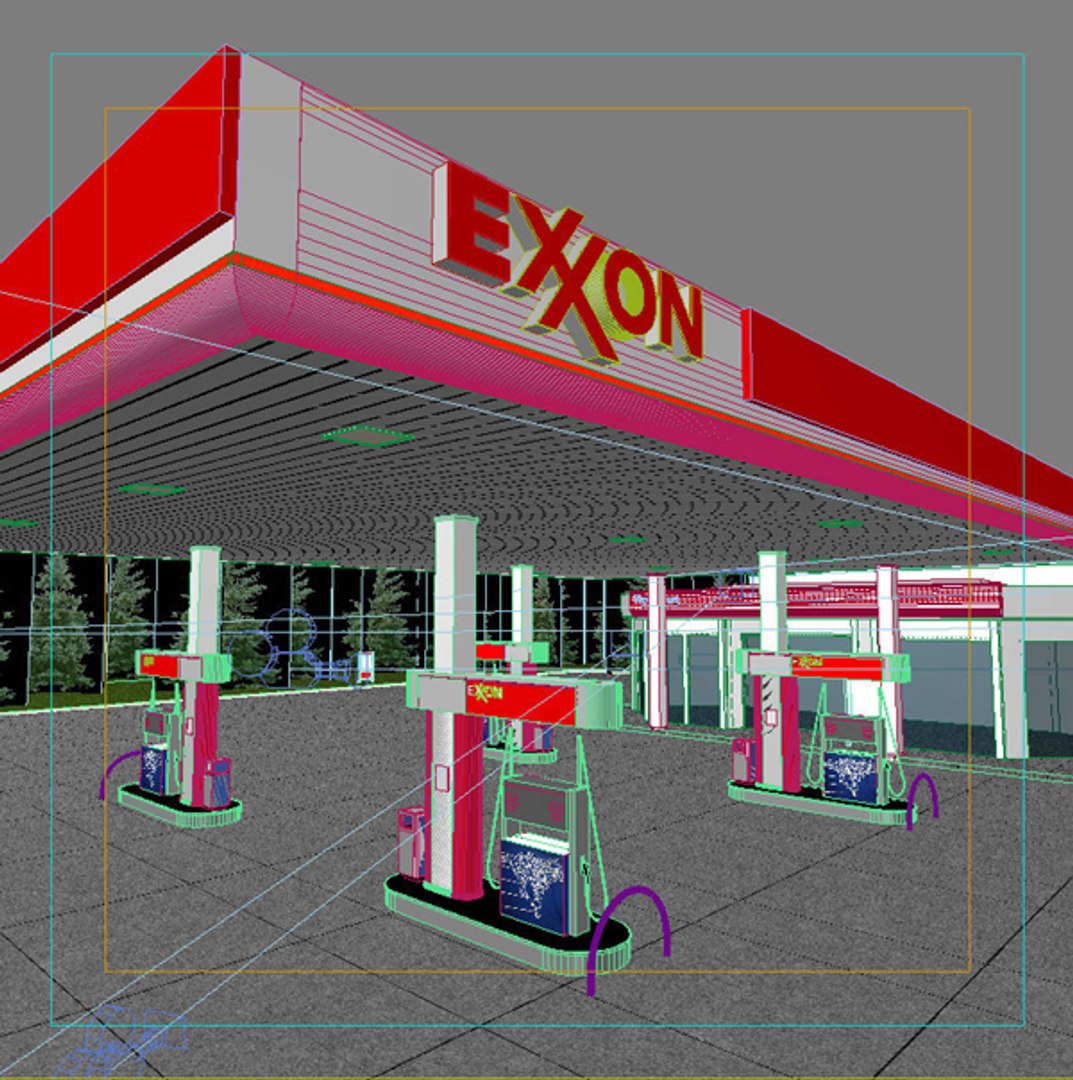3dsmax Exxon Gas Station