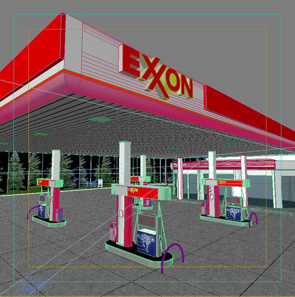 3dsmax exxon gas station