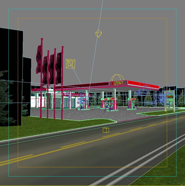 3dsmax exxon gas station
