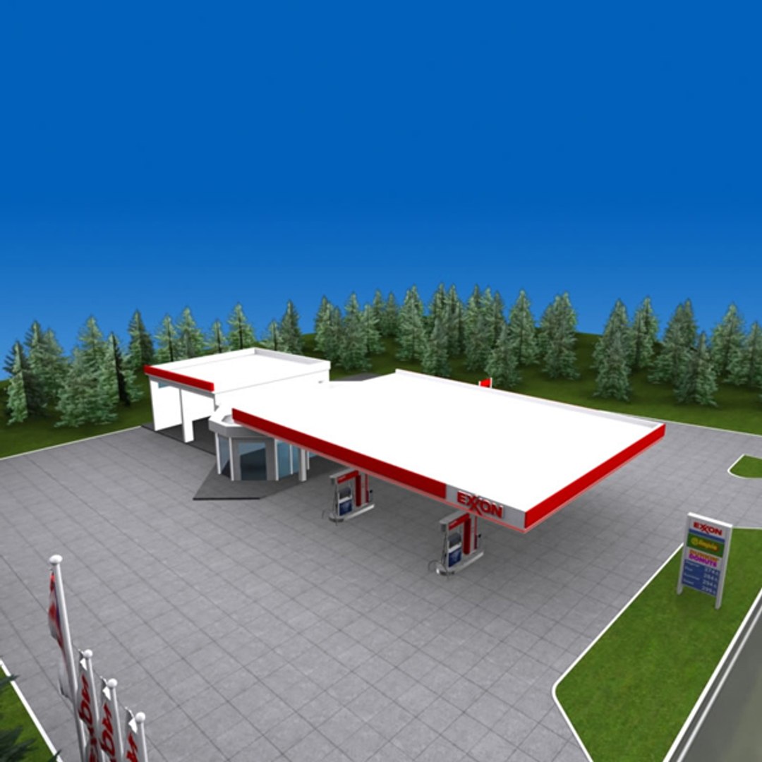 3dsmax Exxon Gas Station