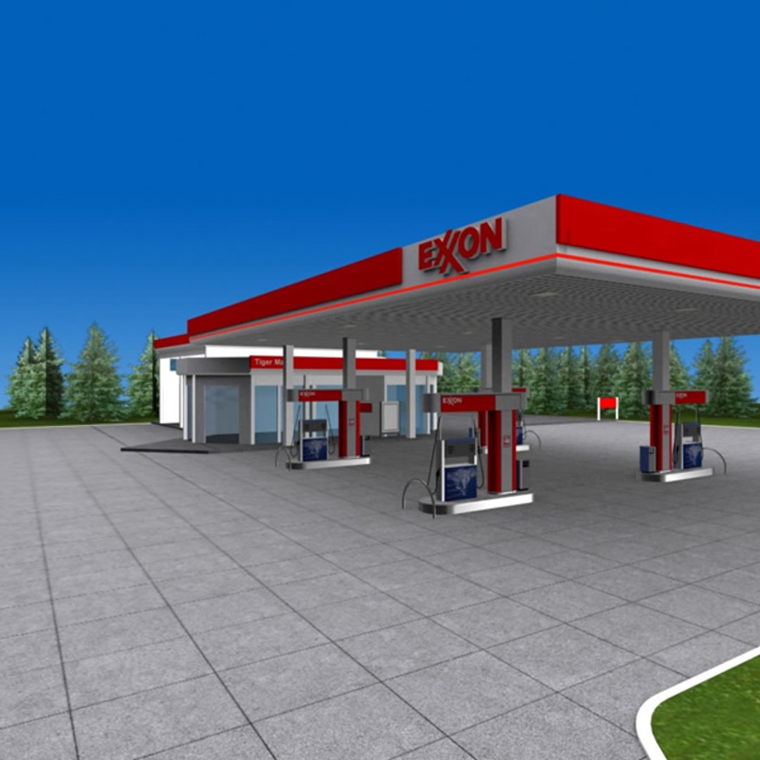 3dsmax exxon gas station