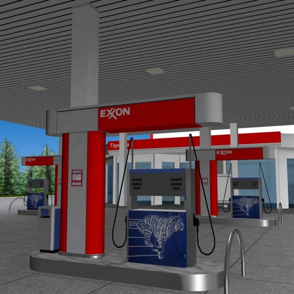 3dsmax exxon gas station