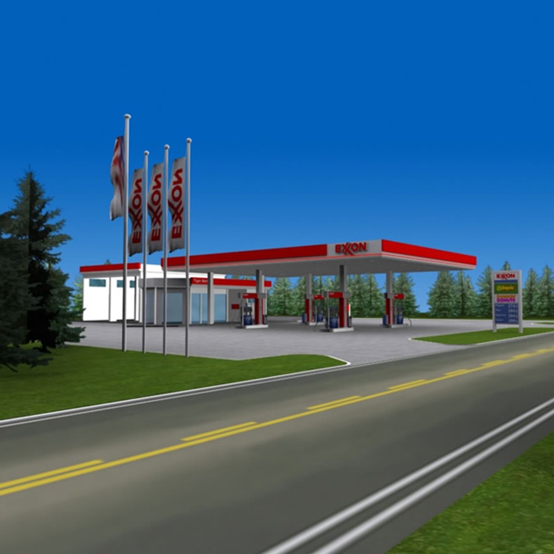 3dsmax Exxon Gas Station