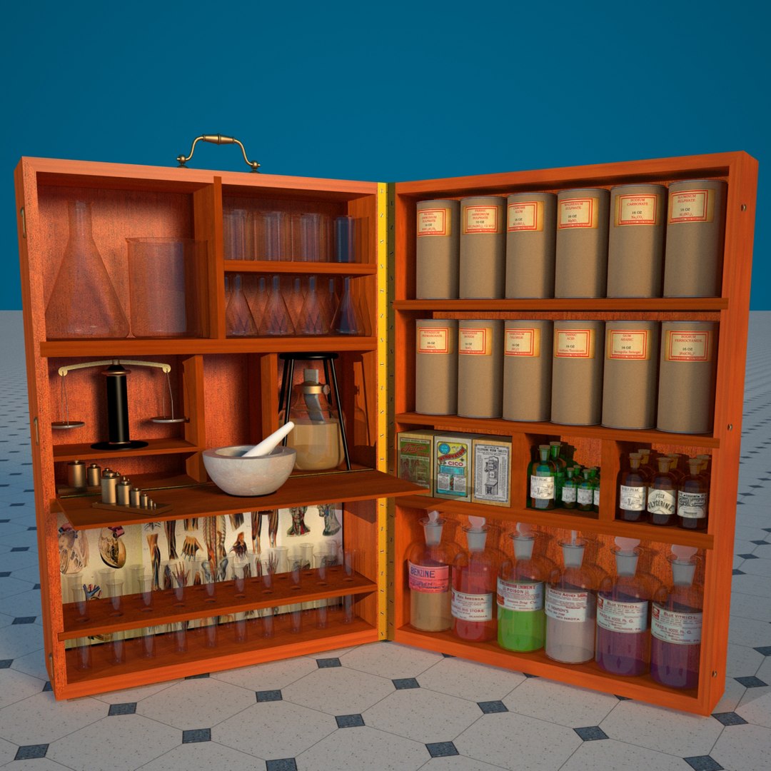 3d Model Old Chemist Box