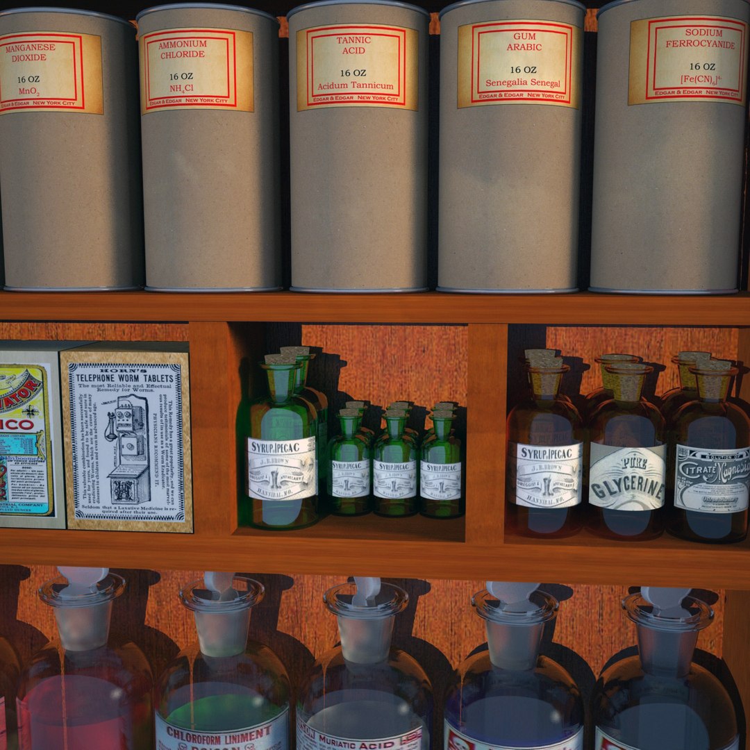 3d Model Old Chemist Box
