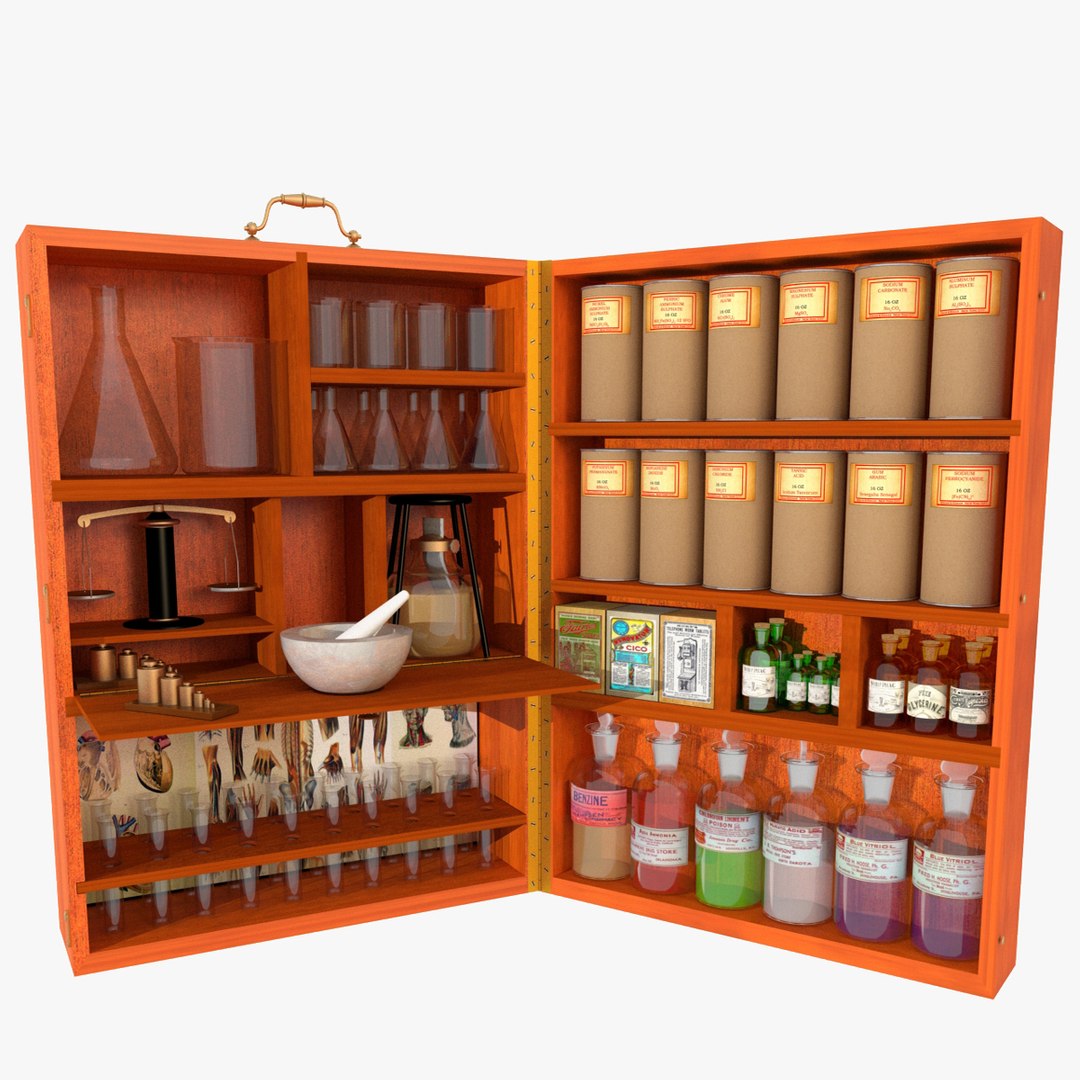 3d Model Old Chemist Box