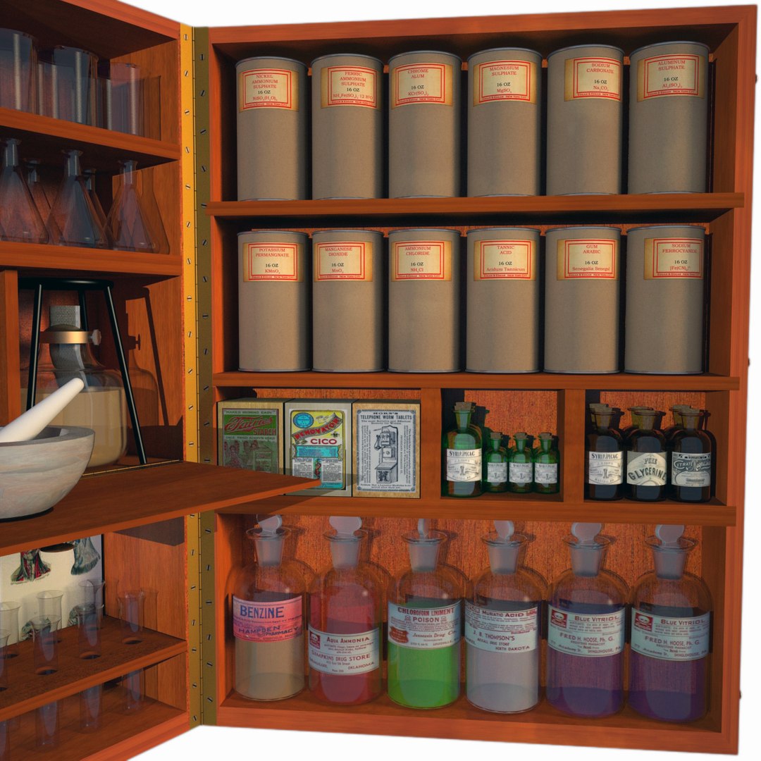 3d Model Old Chemist Box