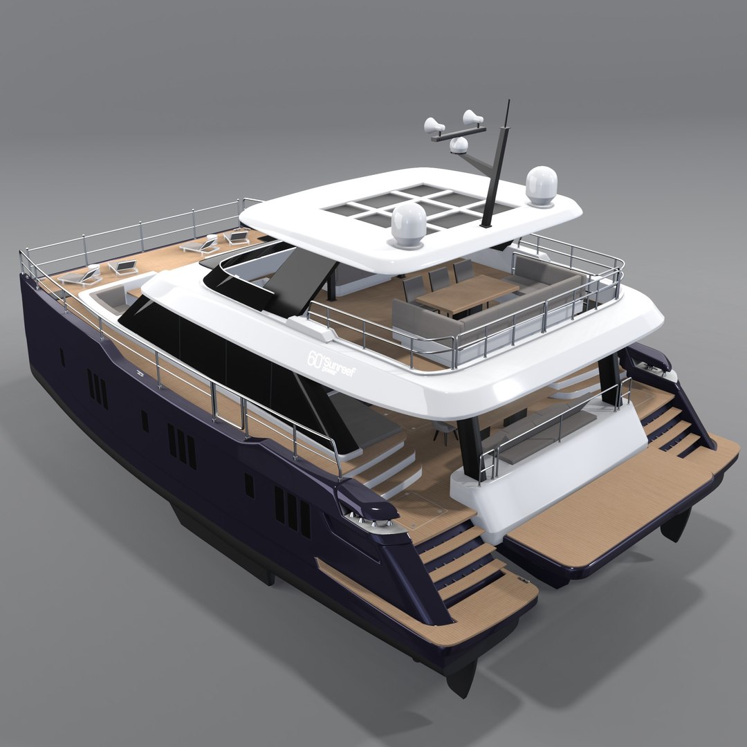 modelo 3d 3D Catamaran Sunreef 60 Powercat Purple - TurboSquid 2046088