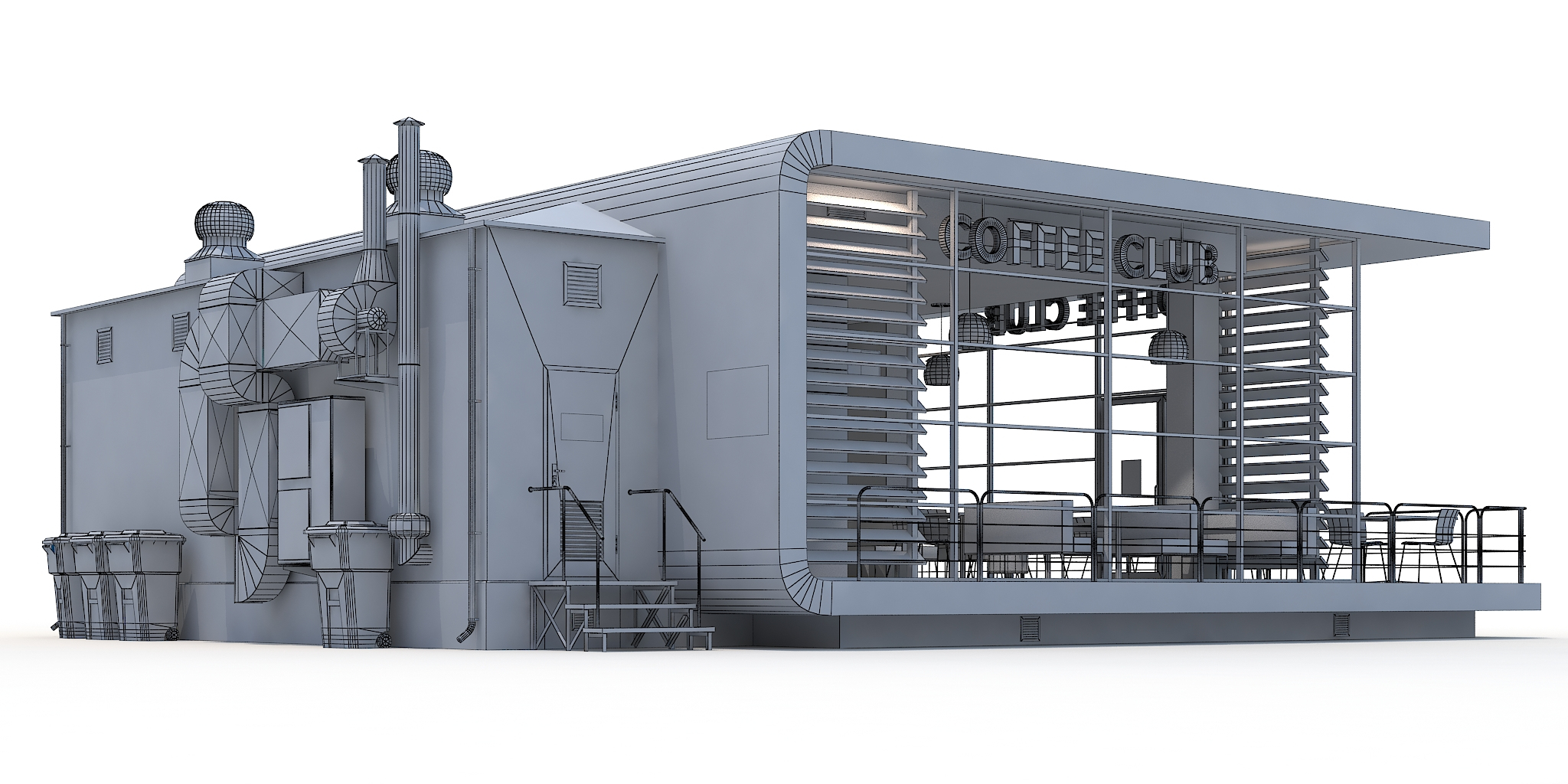 coffee shop building 3d model