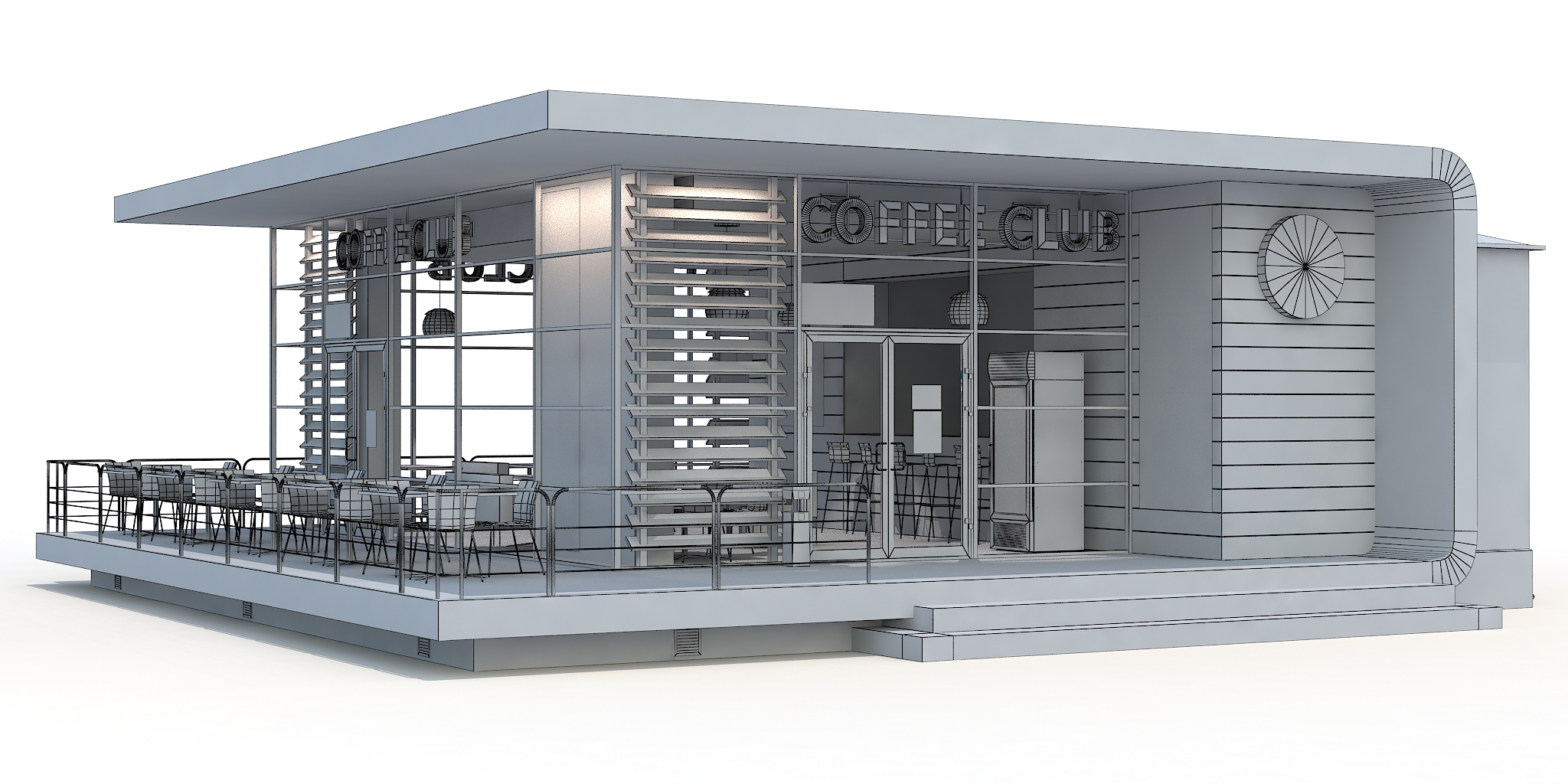 coffee shop building 3d model