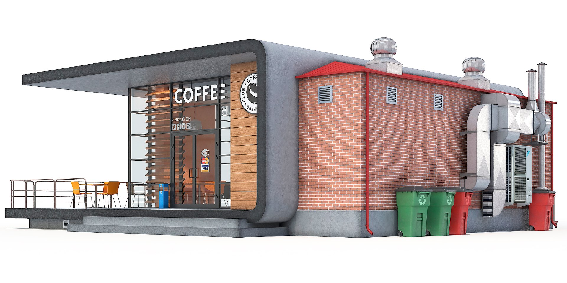 Coffee Shop Building 3d Model