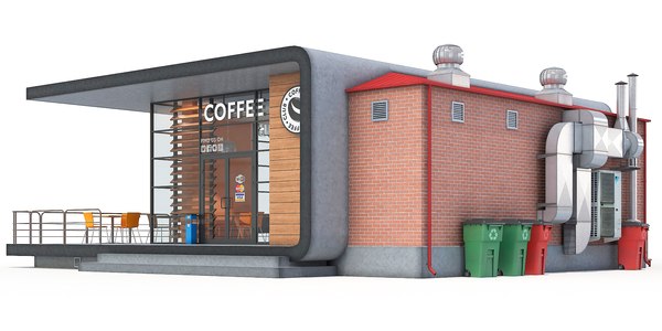 coffee shop building 3d model