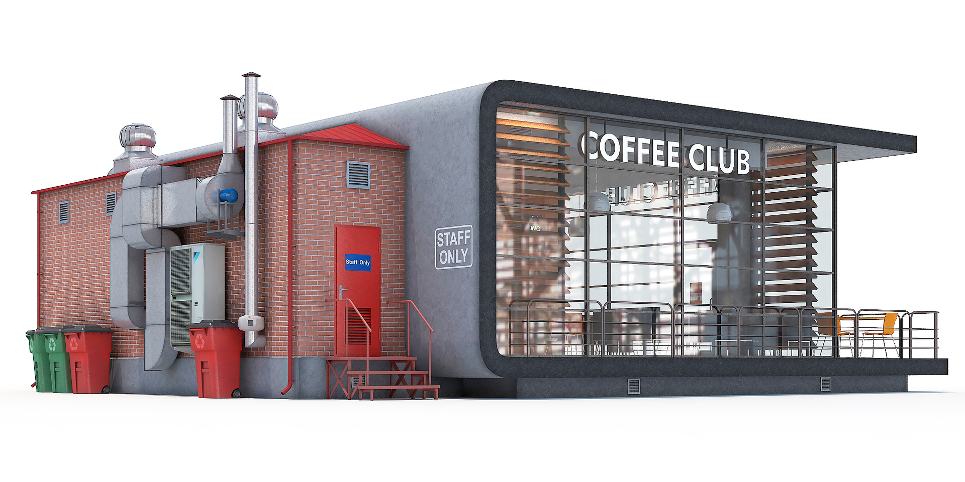 coffee shop building 3d model