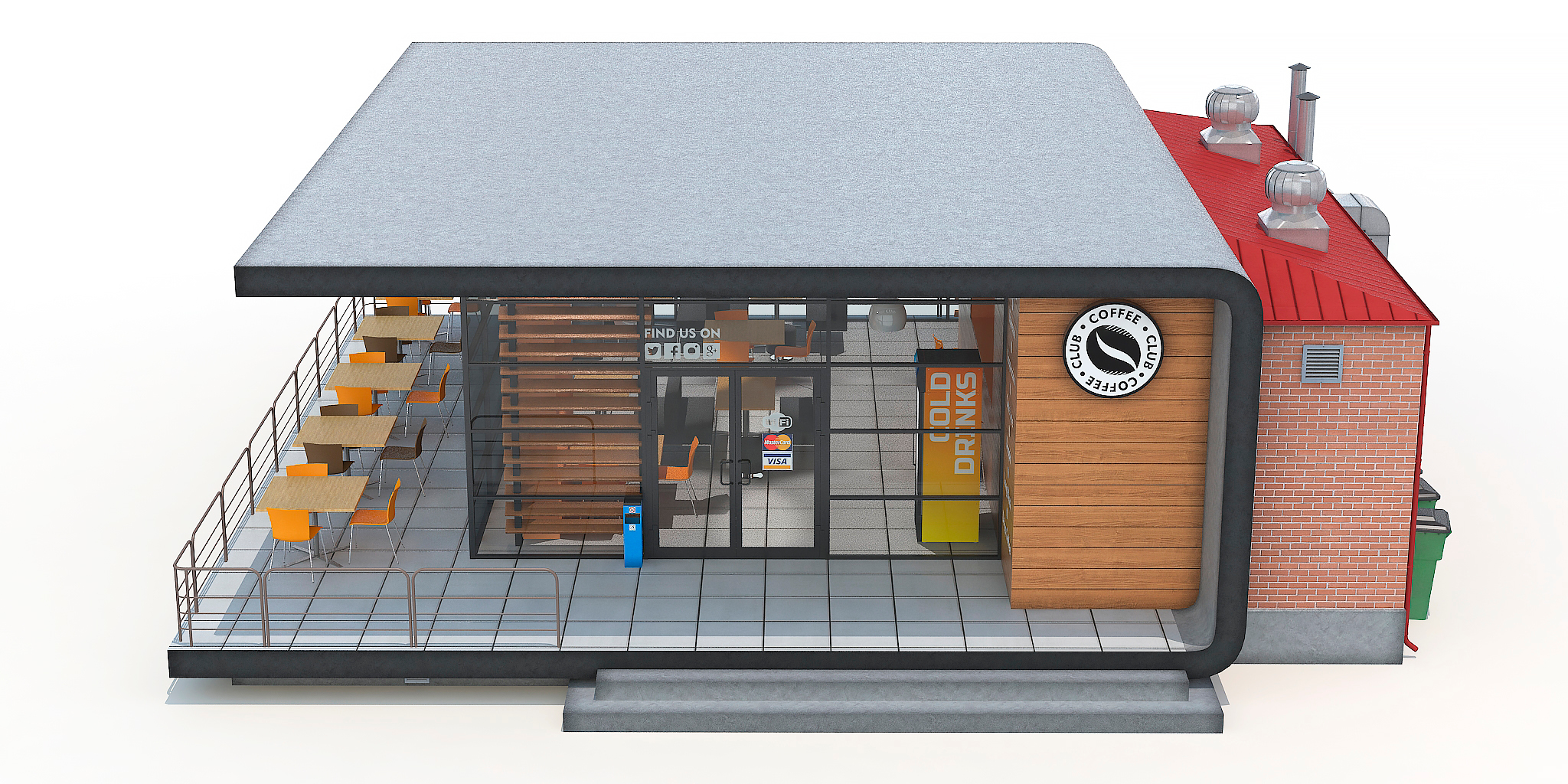 coffee shop building 3d model