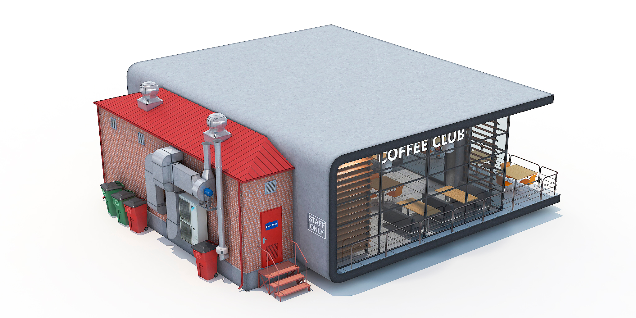 coffee shop building 3d model