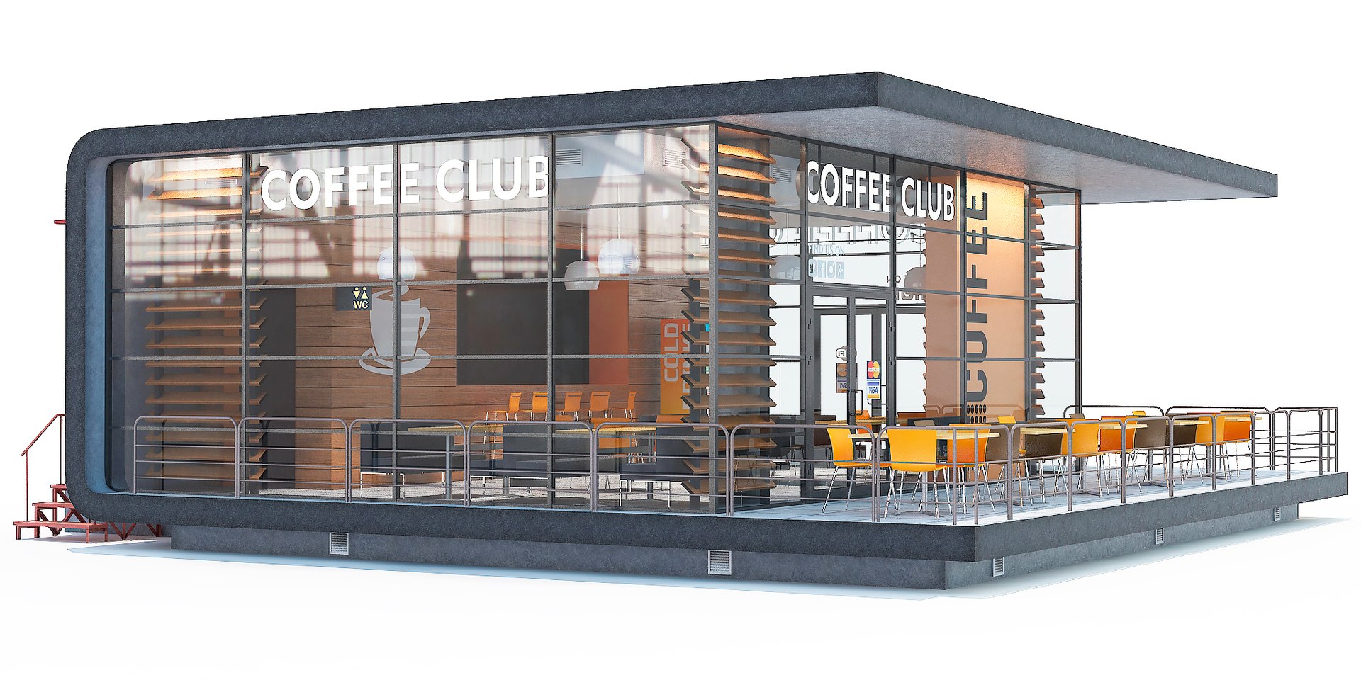 Coffee Shop Building 3d Model