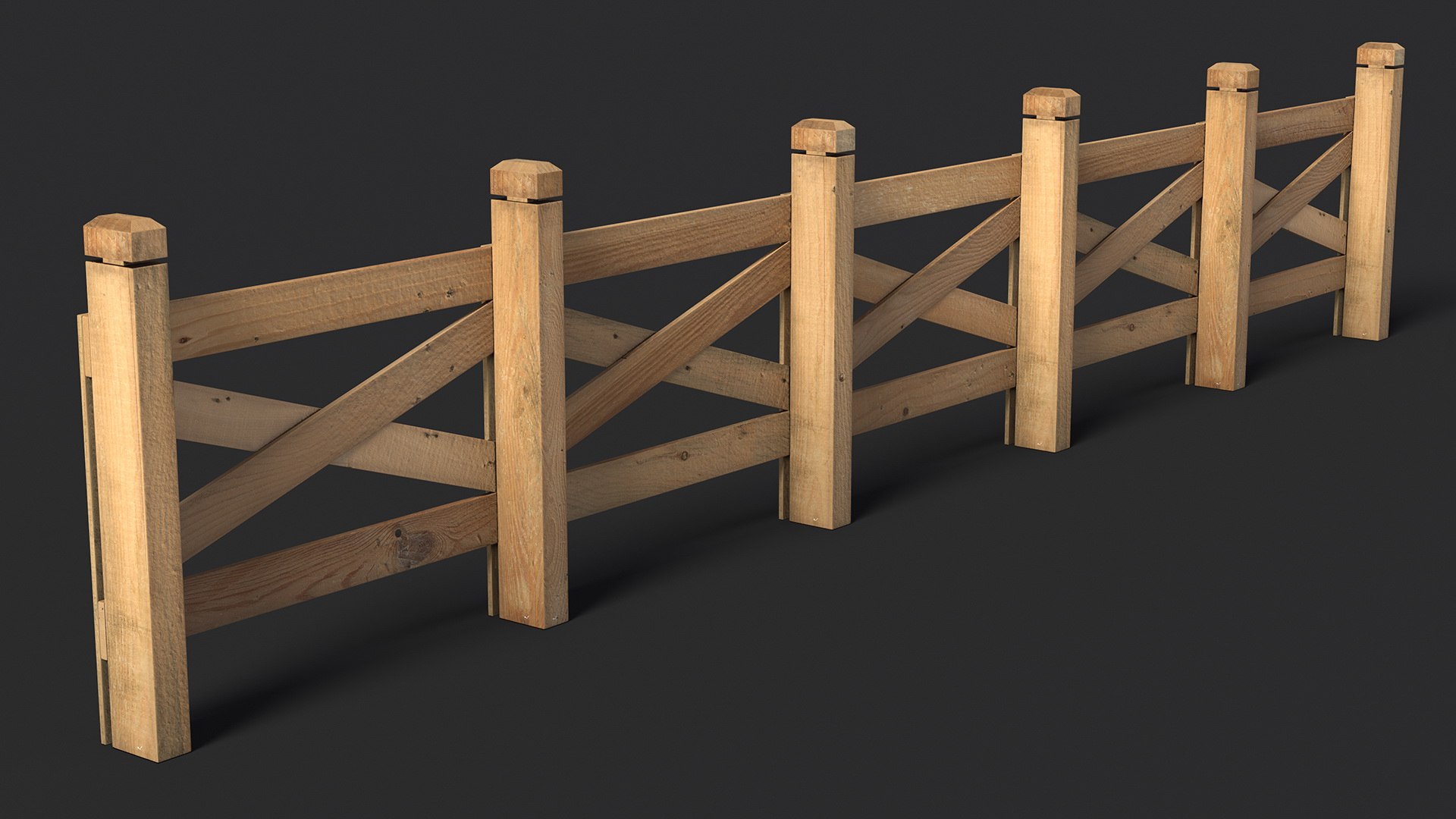 3D Farm Wooden Fence - TurboSquid 2190029