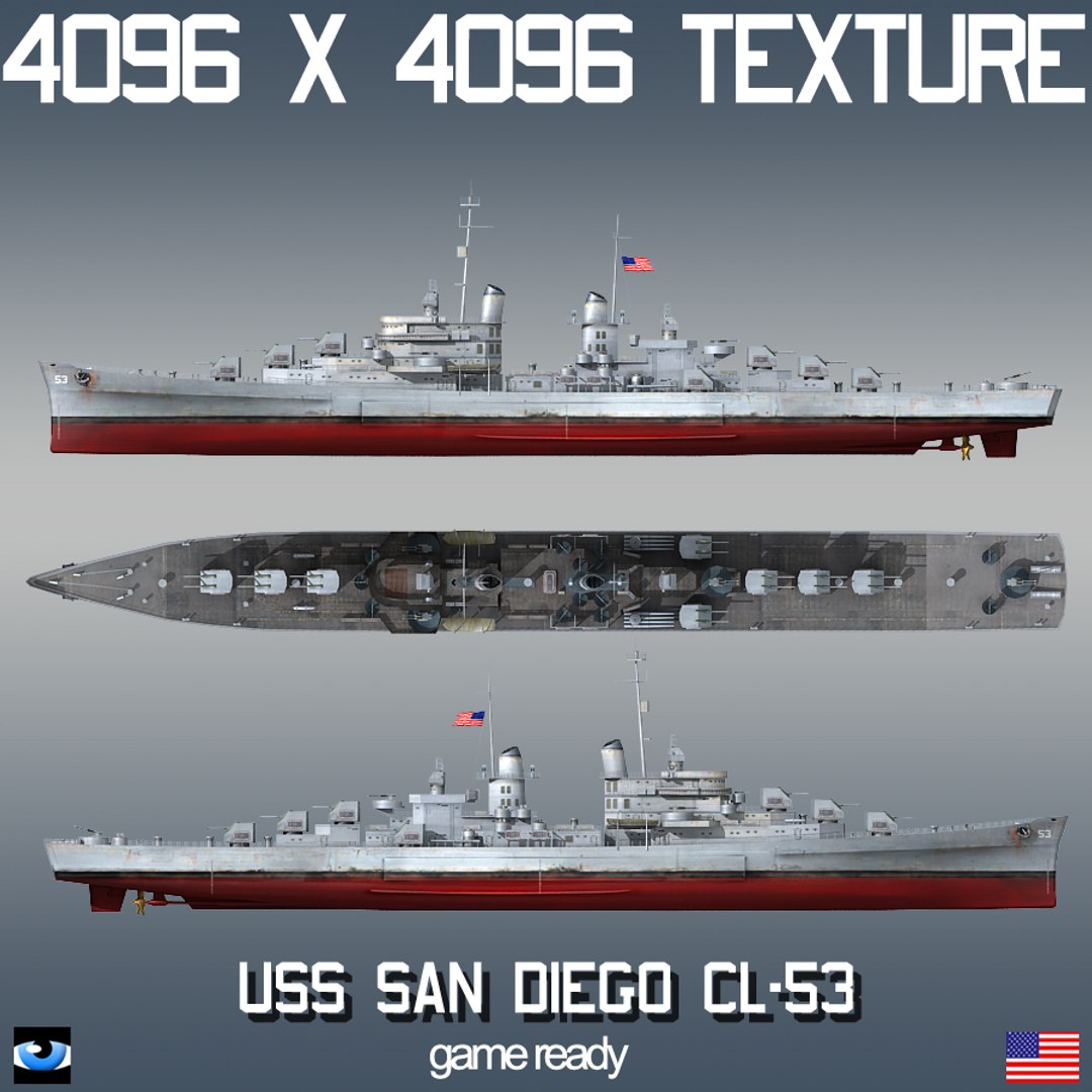 Uss San Diego Cl-53 3d Obj