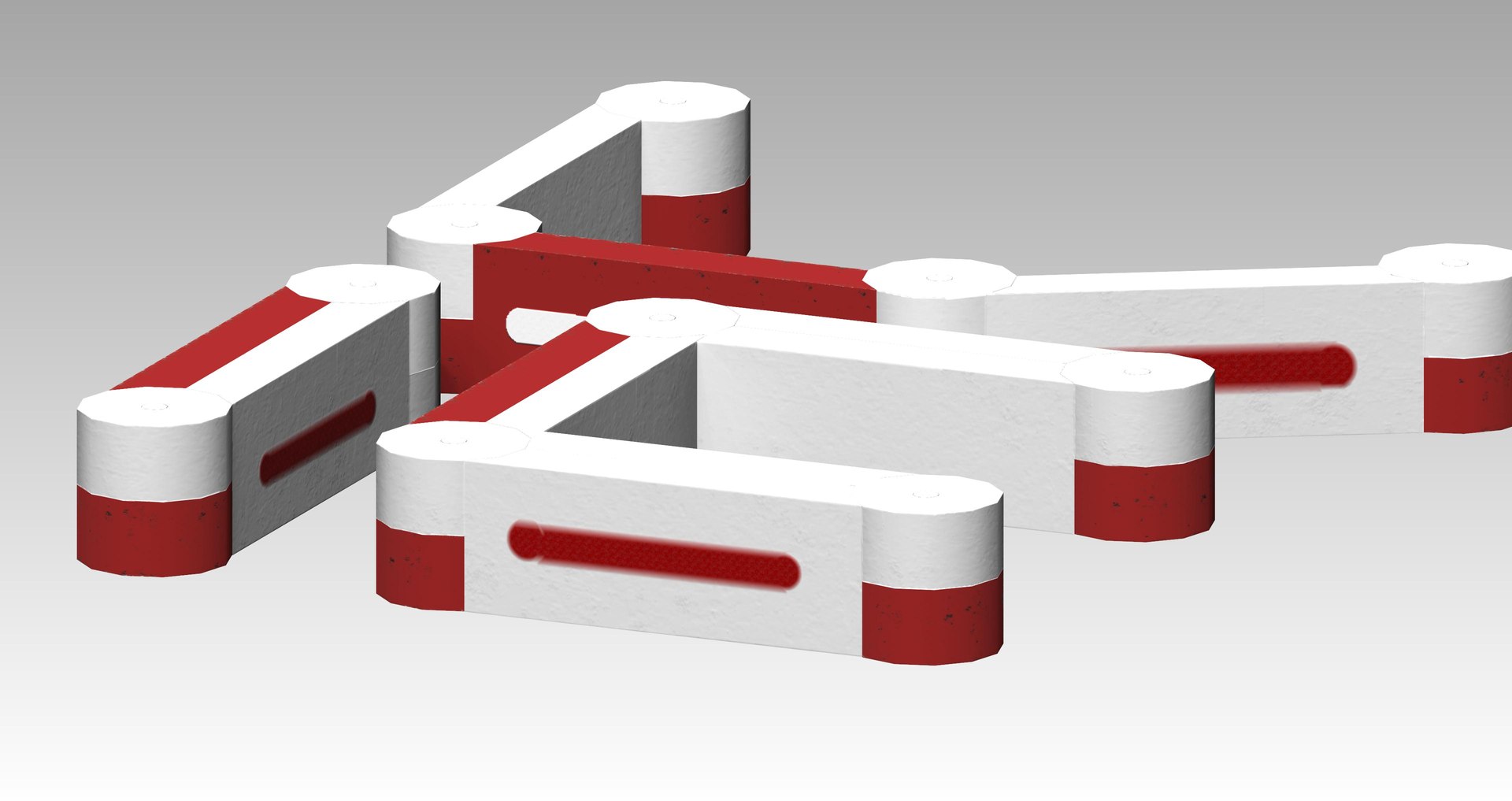 3D Red-white Modular Box Barrier - TurboSquid 2085436