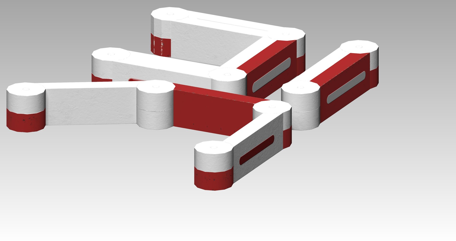 3D Red-white Modular Box Barrier - TurboSquid 2085436